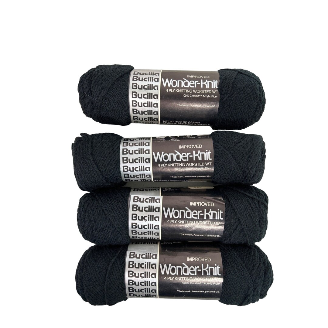 Bucilla Wonder Knit Worsted Knitting Black Acrylic Yarn 3 Oz AT417 Lot ...
