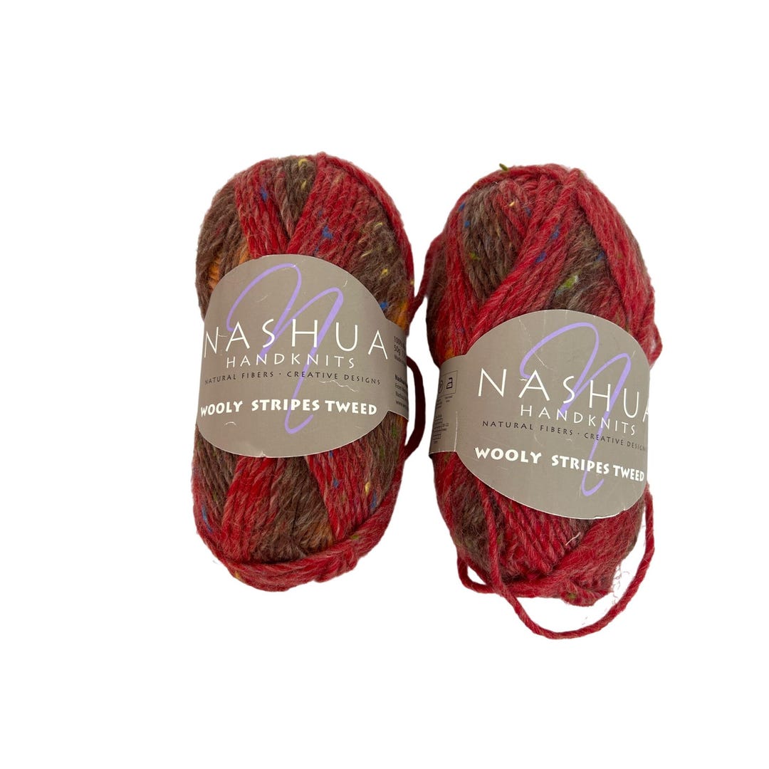 Nashua Handknits Wooly Stripes Tweed Yarn Red Brown 1.76 Oz USA T838 ...