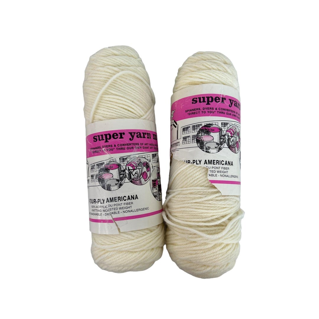 Super Yarn Mart Dupont Americana Cream Acrylic 3.5 Oz Vintage AT812 Lot ...