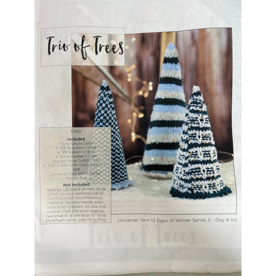 Universal Yarns Trio of Trees Knitting Kit Day 12 of Winter NWT AT1002 ...