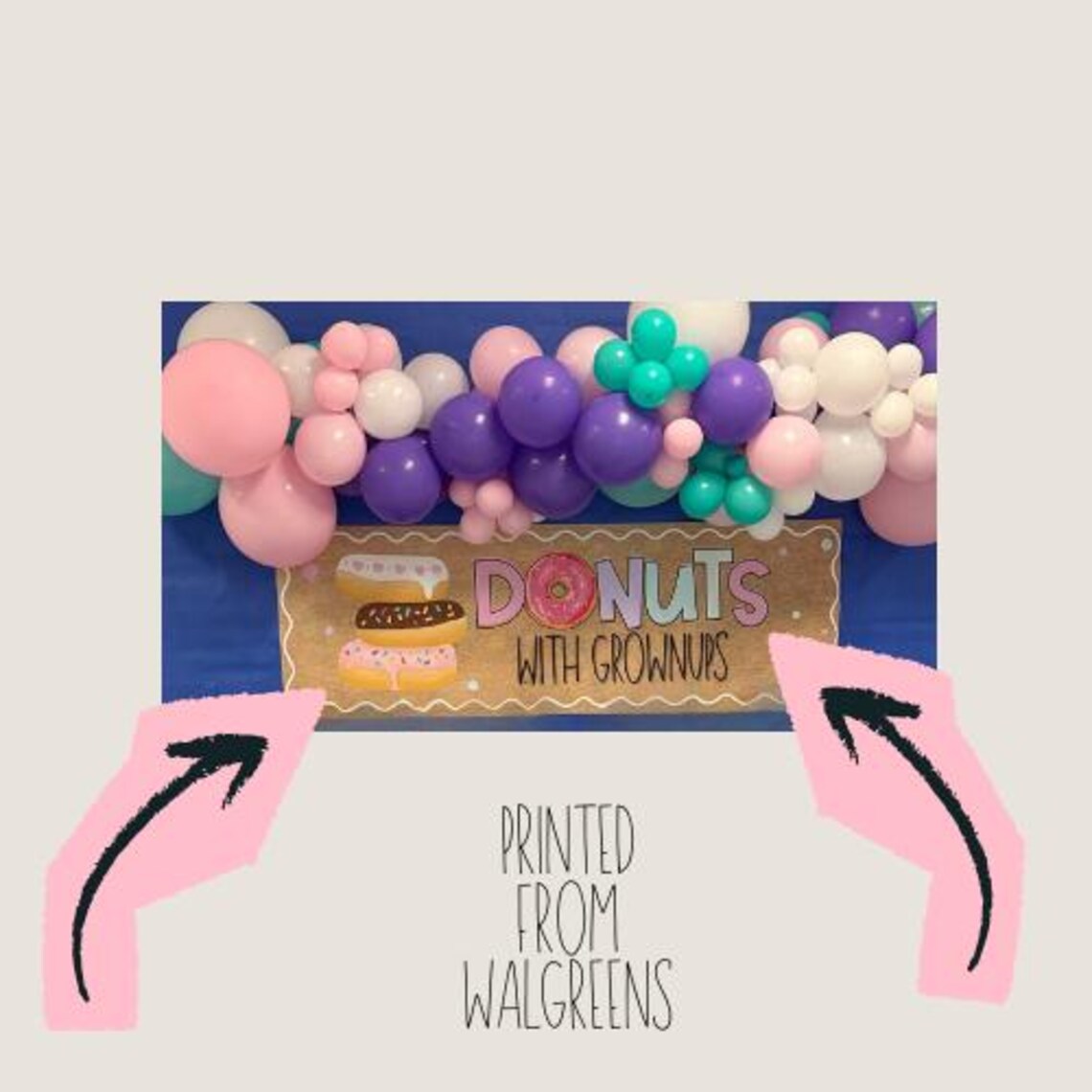 Donuts With Grownups Banner – 2x6 Ft School Event Decor (digital ...