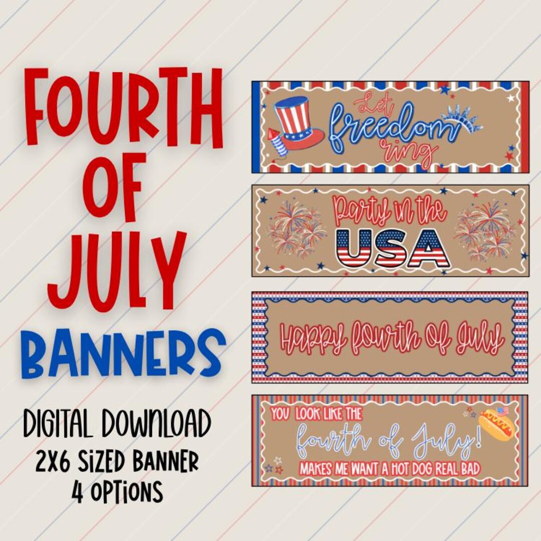 Fourth of July Banner Designs | Patriotic USA Party Decor (digital ...
