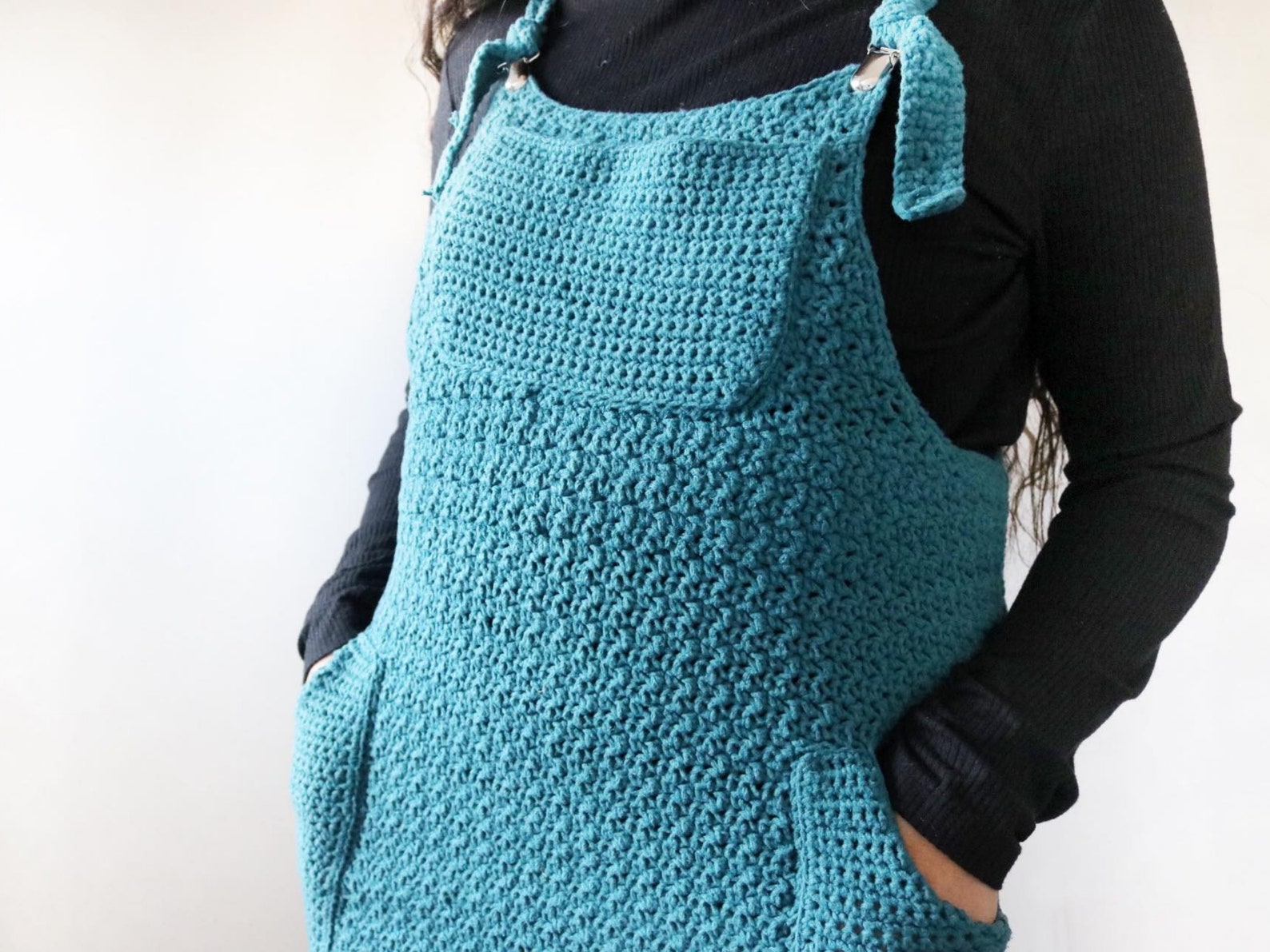 Crochet Overall Dress With Pockets PDF Pattern Textured - Etsy