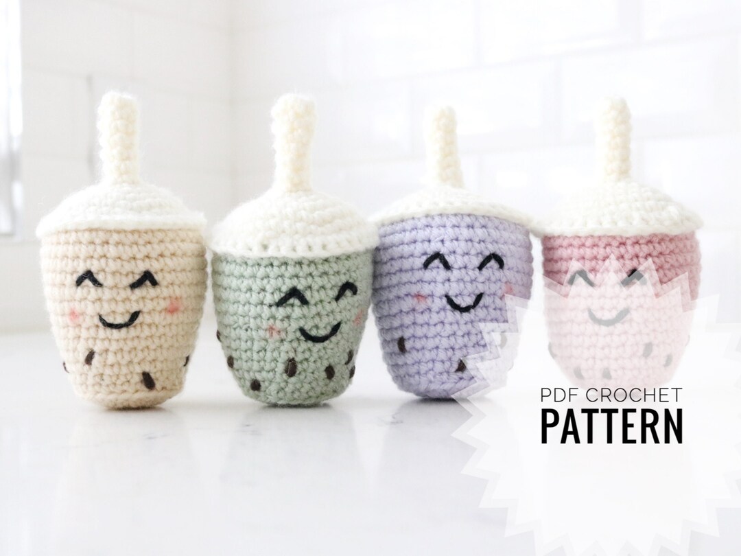 Crochet Boba Tea Pattern, Amigurumi Boba Pattern, Kawaii Bubble Tea ...