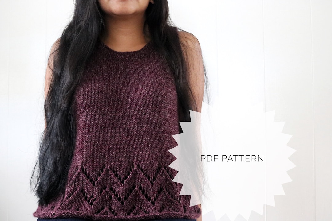 Knitted Top Pattern , Sleeveless Knit Top for Women, Knitting Patterns ...
