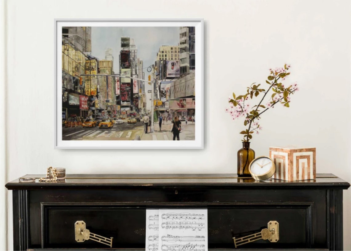 Times Square New York Watercolor Art Print, Good Morning NYC - Etsy