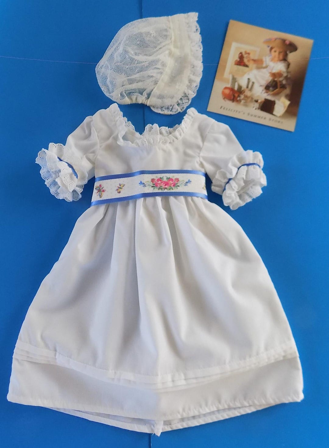 1994 Felicity Pleasant Summer Outfit American Girl Doll Dress Sash Cap ...