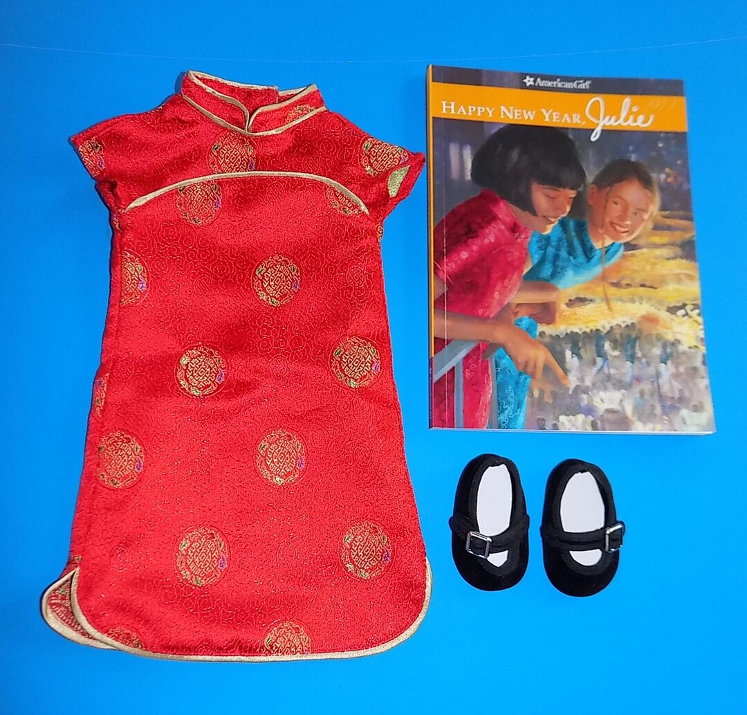 Ivy Ling Red New Years Eve Outfit American Girl Doll Dress Shoes Book ...