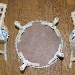 HTF Samantha Wicker Table Chairs Set Pleasant Company American Girl ...