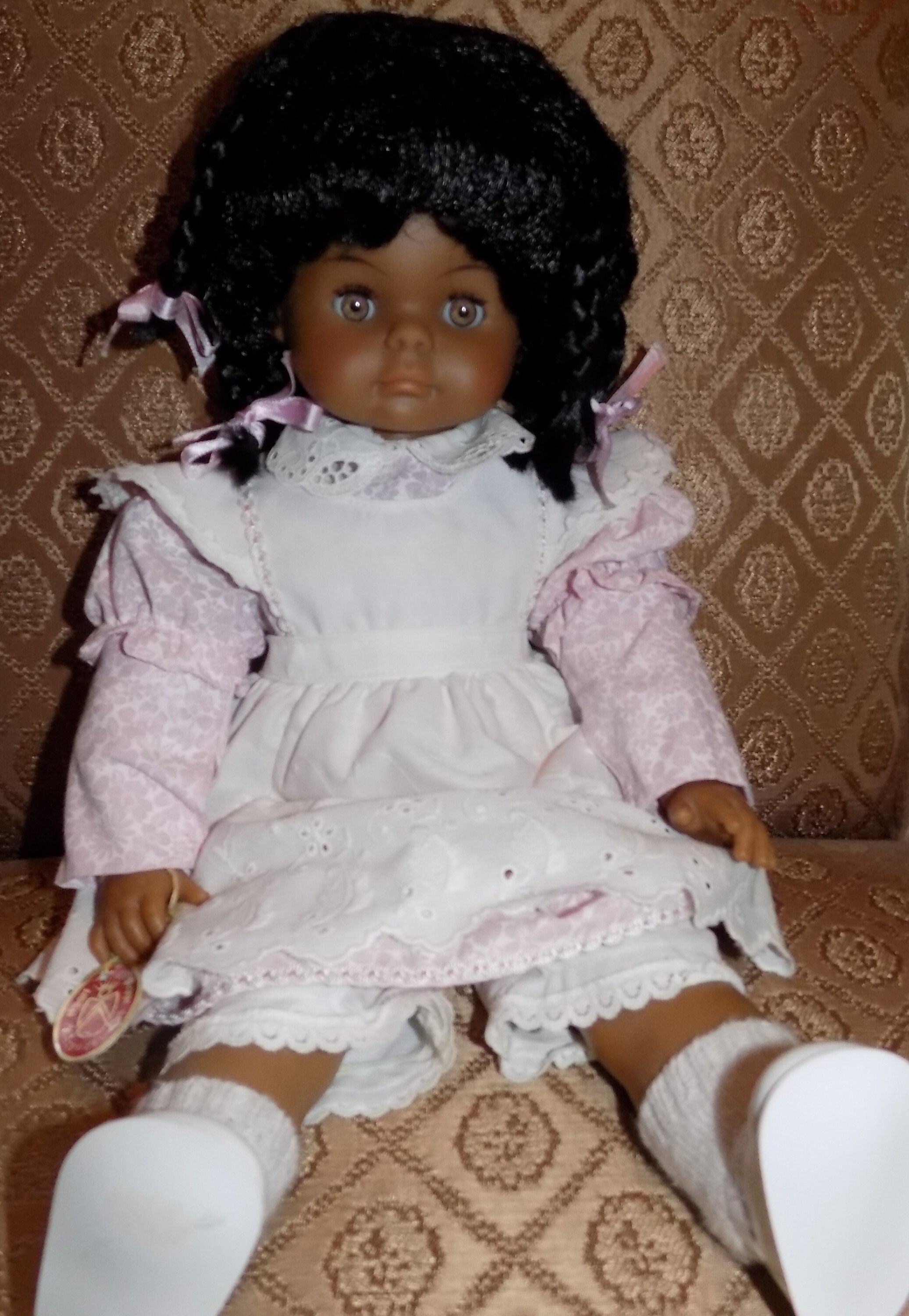 Vintage 1980s Collectible Engel Puppe Puppen 18" African American ...