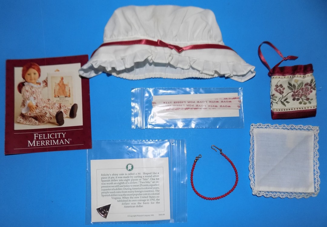 EARLY 1989 Pleasant Company Felicity Mob Cap American Girl Doll Meet ...
