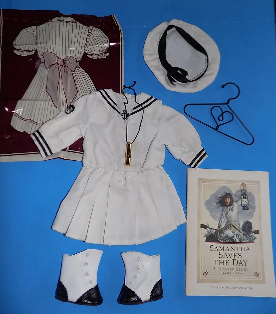 1989 EARLY Samantha Middy Outfit Pleasant Company Sailor Dress Tam High ...
