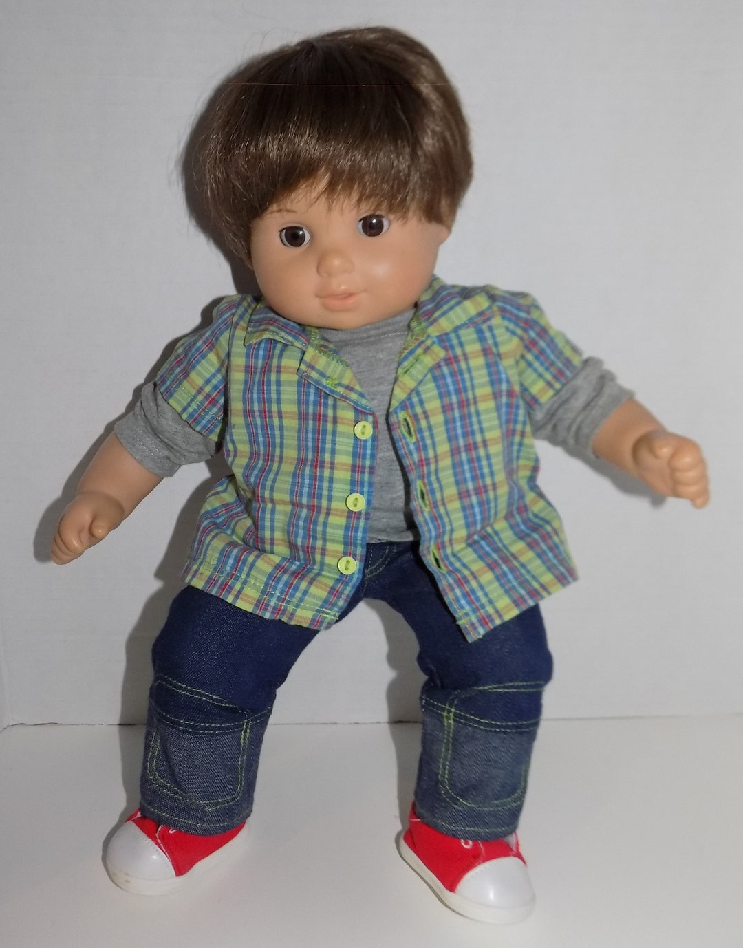 Retired Bitty Twins Boy American Girl Baby Doll Brown Hair Twin W Denim ...