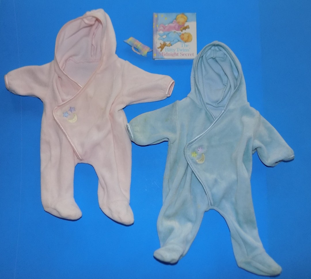 HTF Bitty Twins American Girl Baby Doll Blue Pink Velour Sleepers Moon ...