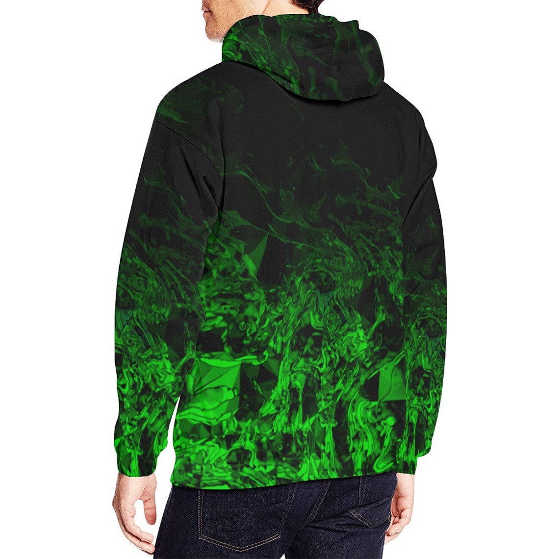 Green Mutant - Men's Pull Over Hoodie - Green and Black Polygon Swirl ...