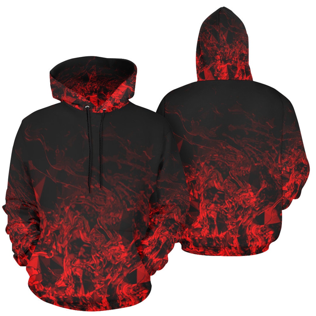 Red Nite - Men's Pull Over Hoodie - Red Black Gradient Red Nite - Men's Pull Over Hoodie - Red Black Gradient
