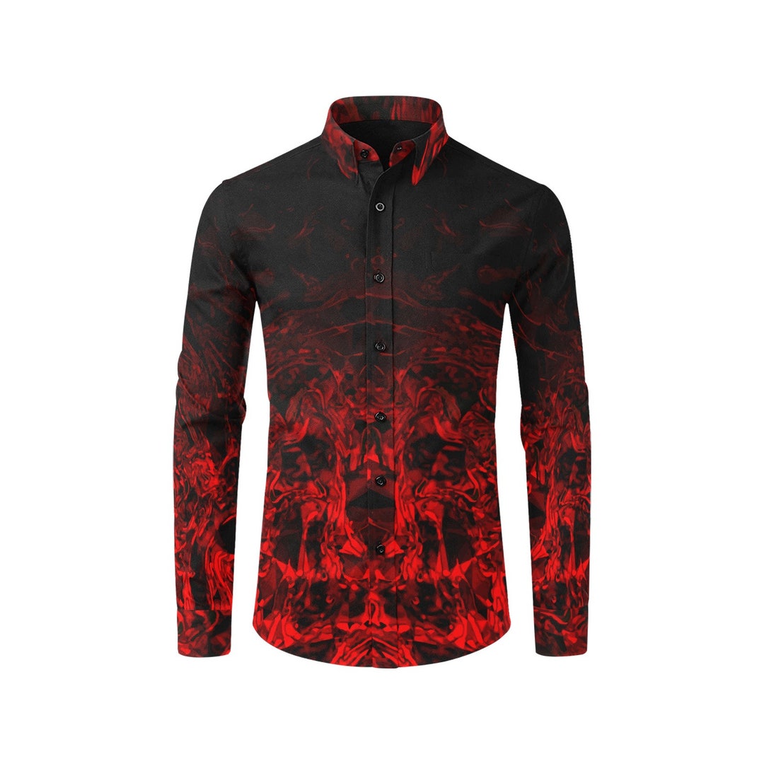 Red Nite - Men's Casual Dress Shirt: Poly Viscose Spandex - Scarlet ...