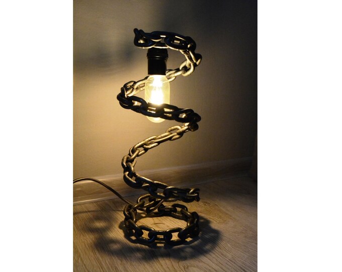 Table / Desk Lamp - Welded Chain, Rustic Lamp - Etsy