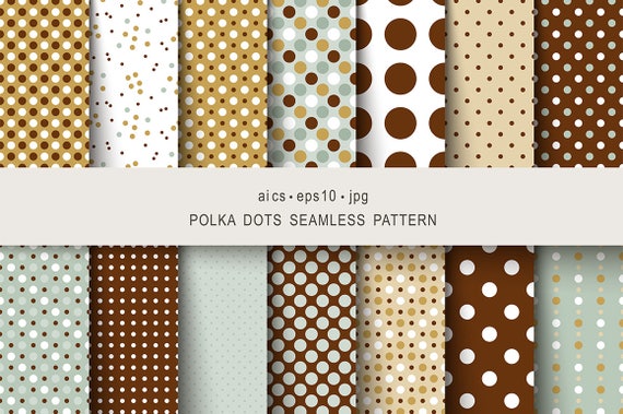 Polka Dot Beige and Blue Digital Paper Pack Printable. - Etsy