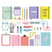 Stationery Clipart. Notepads, Pens, Paper Clips, Alarm Clock, Scissors ...