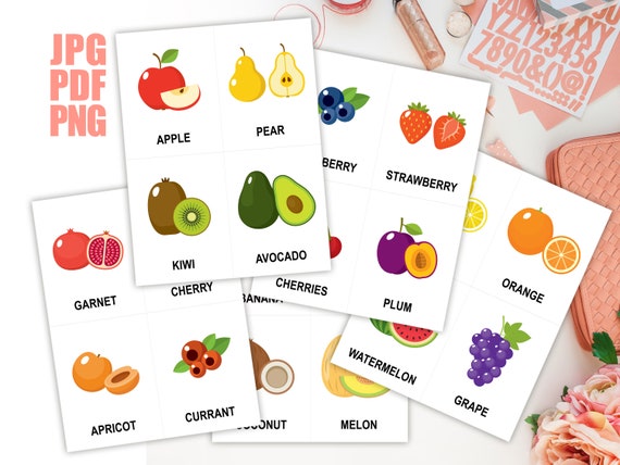 Fruits Printable Cards. Fruits Vocabulary. Kids Activities. | Etsy