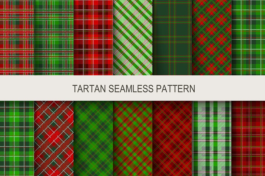 Tartan Pattern Grin Red Digital Paper Pack Tartan Printable Seamless ...