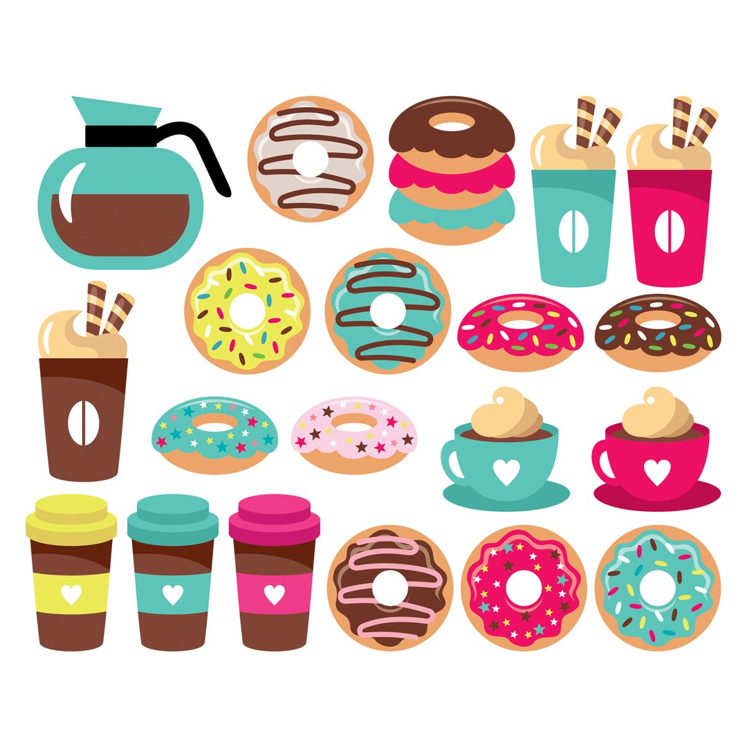 Donuts сlipart. Coffee сlipart. Donuts Graphic. Food Clip Art. Digital ...