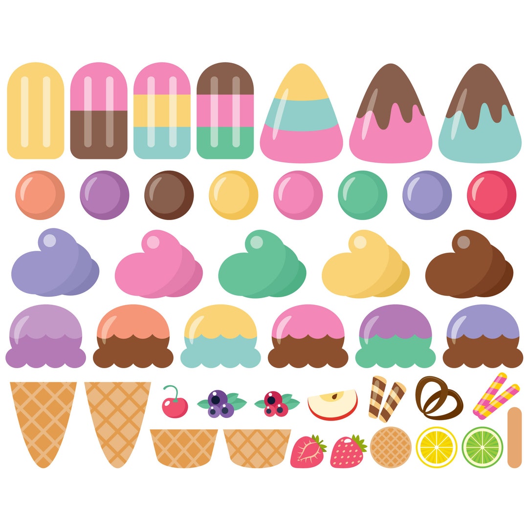 Ice Cream Clipart Set for Build Your Own Ice Cream. Ice Cream Scoop ...