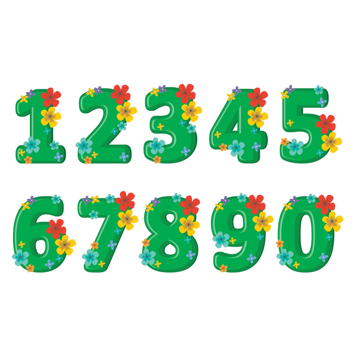 Flower Numbers сlipart. Greeteng Figures Clipart Set. Vector - Etsy