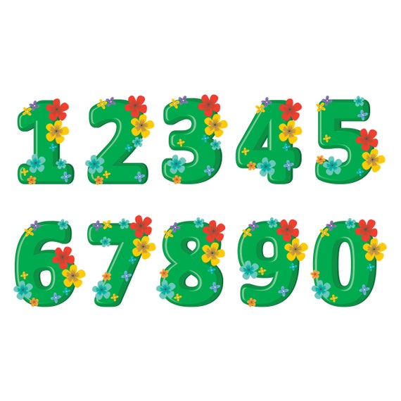 Flower Numbers сlipart. Greeteng Figures Clipart Set. Vector | Etsy