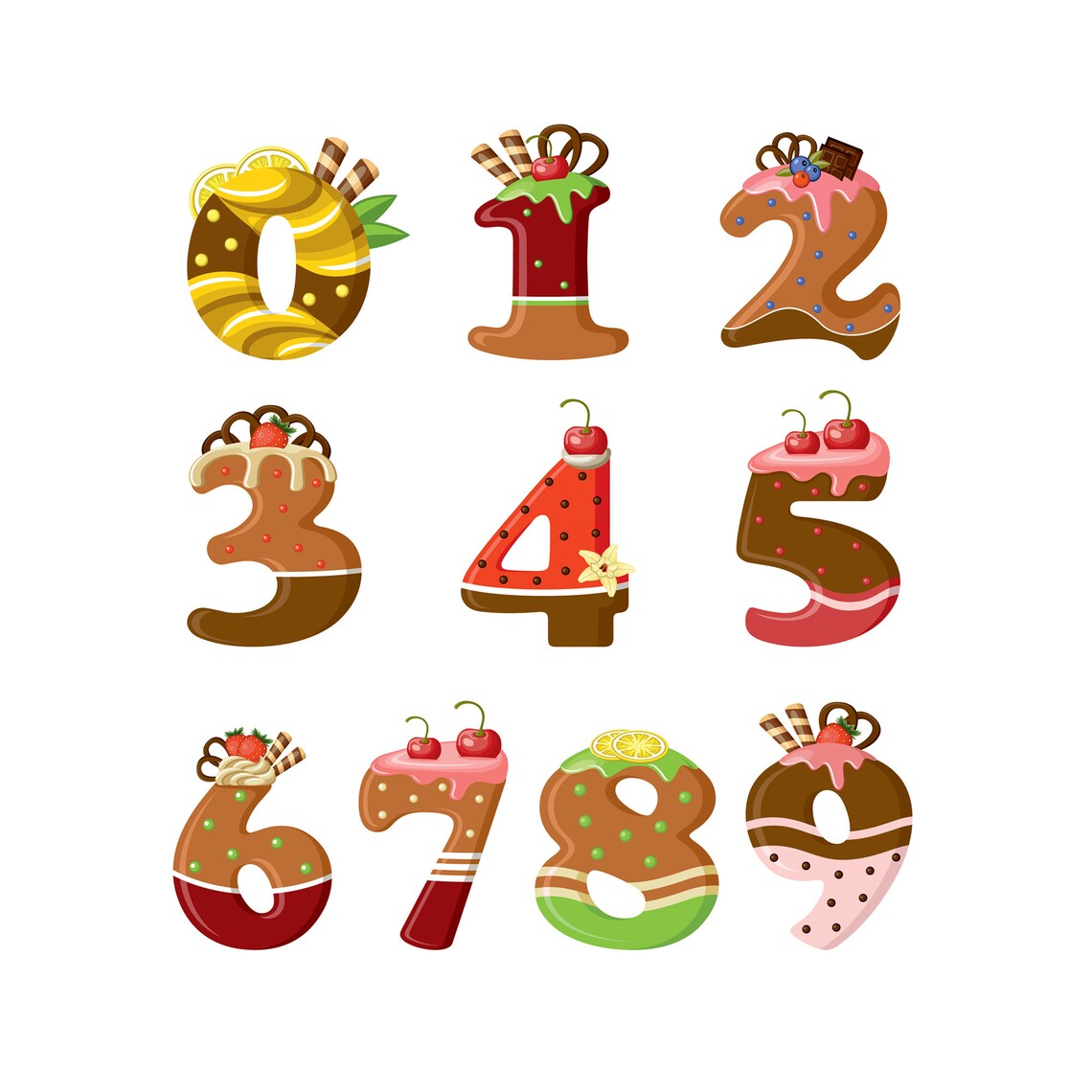 Numbers Digital Sweet. Printable Kids Numbers. Printable Party Figures ...