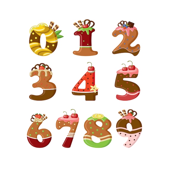 Numbers Digital Sweet. Printable Kids Numbers. Printable Party - Etsy