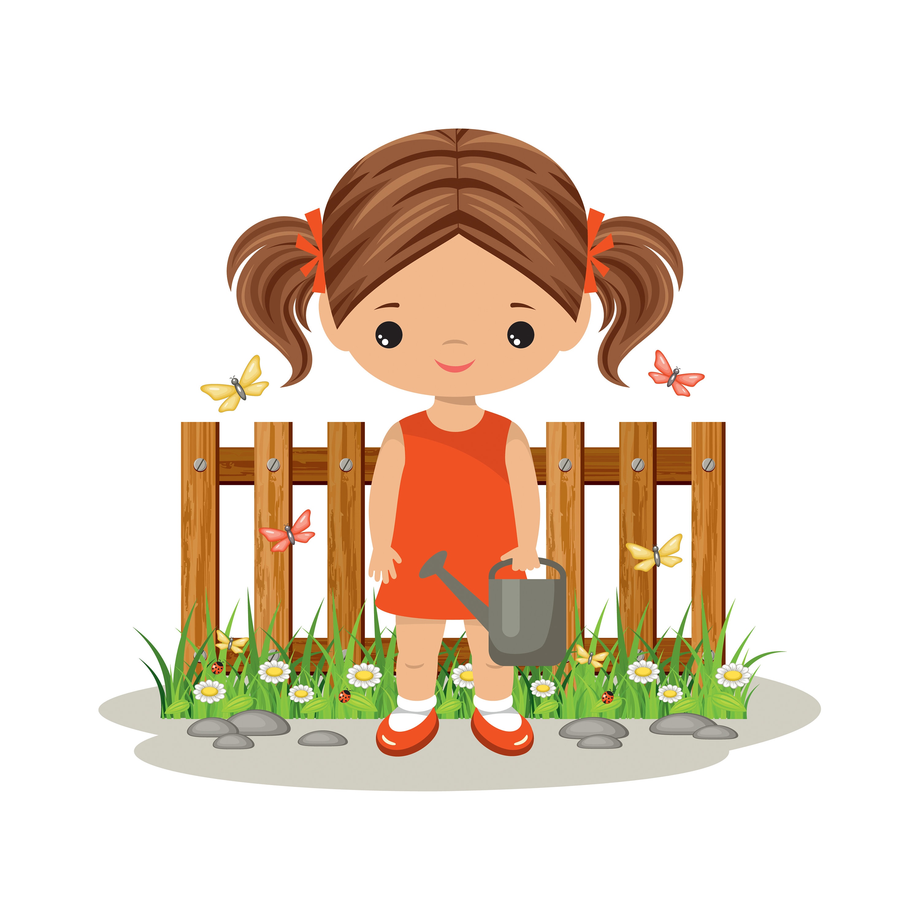 Gardener Girl Clipart. Vector Graphics. Farm Garden Girl. - Etsy