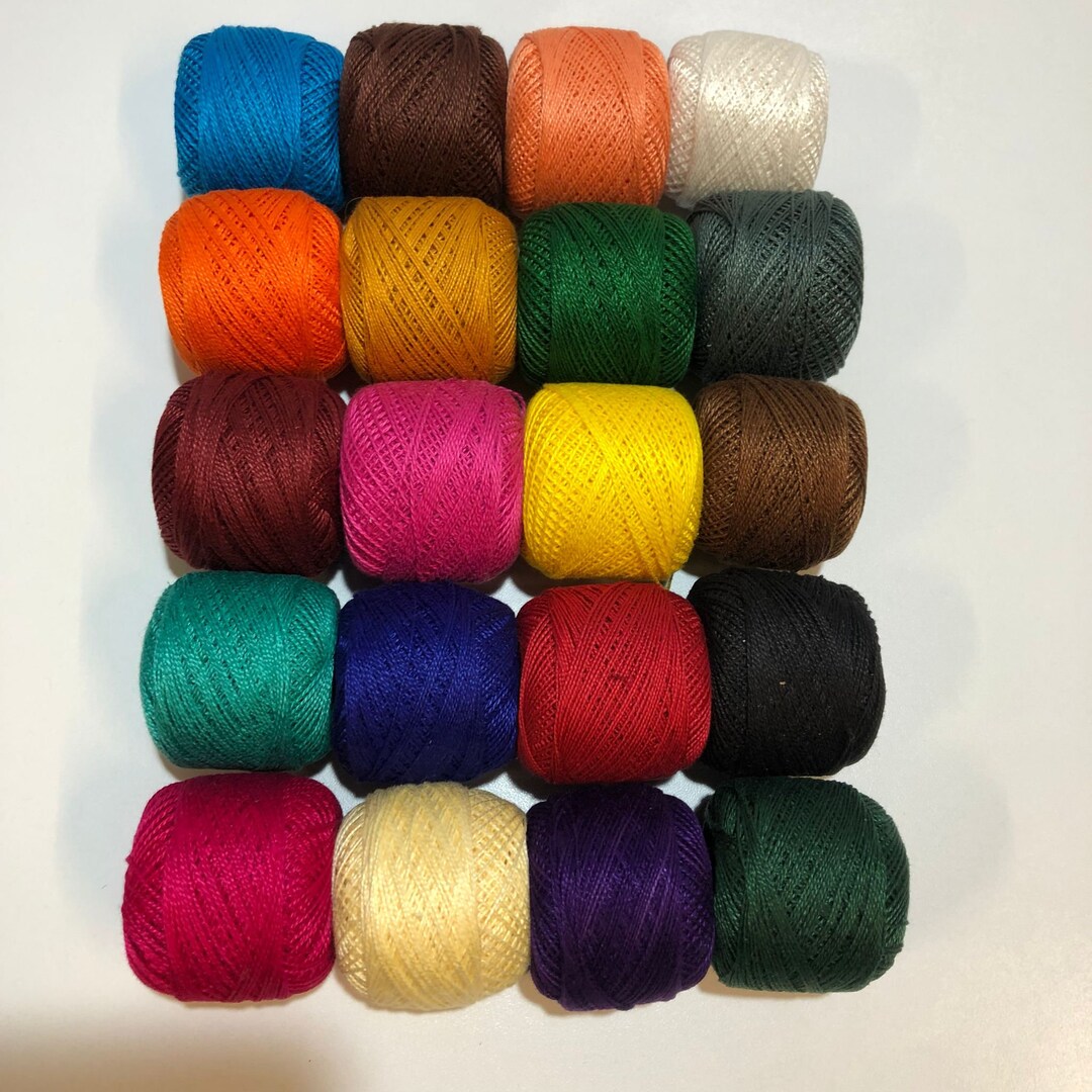 Pearl Cotton Embroidery Crochet Yarn Pack of 10 Mixed Colours 100% ...
