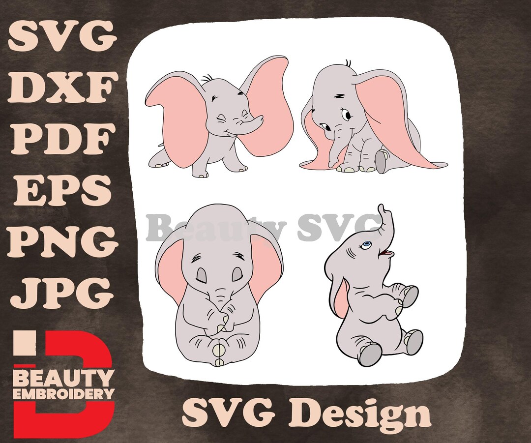 Dumbo Baby Elephant Various Cute Sitting and Standing Poses Character ...