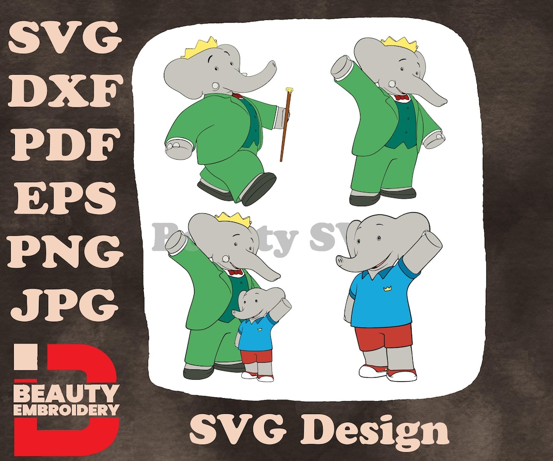 Babar the Elephant King Young Babar With Mother Adult Standing Poses ...