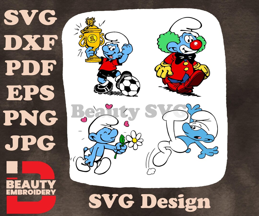 The Smurfs Soccer Smurf Jester Smurf Smurf With Flower and Thinking ...