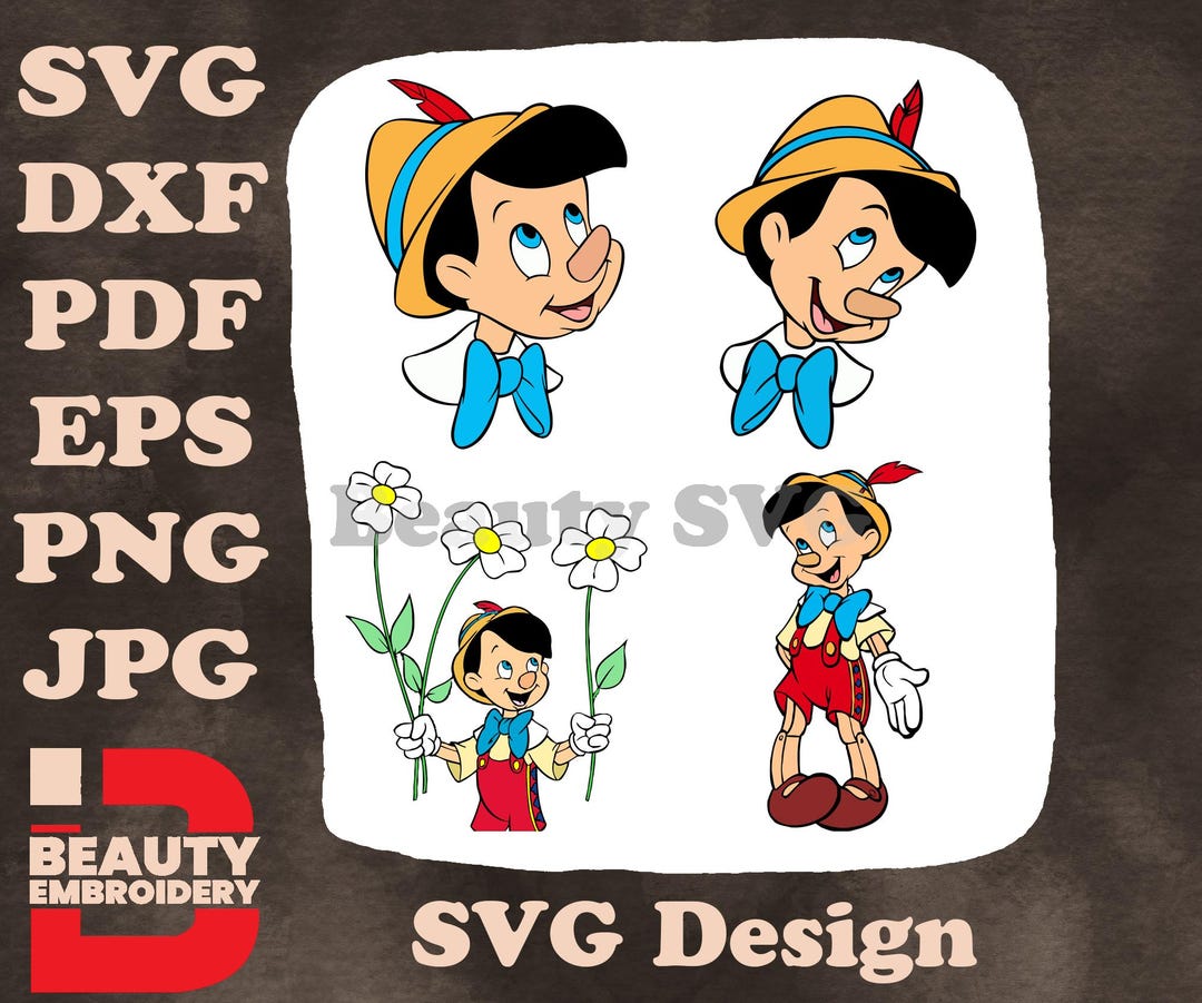 Pinocchio Puppet Boy Portraits With Flower and Various Standing ...