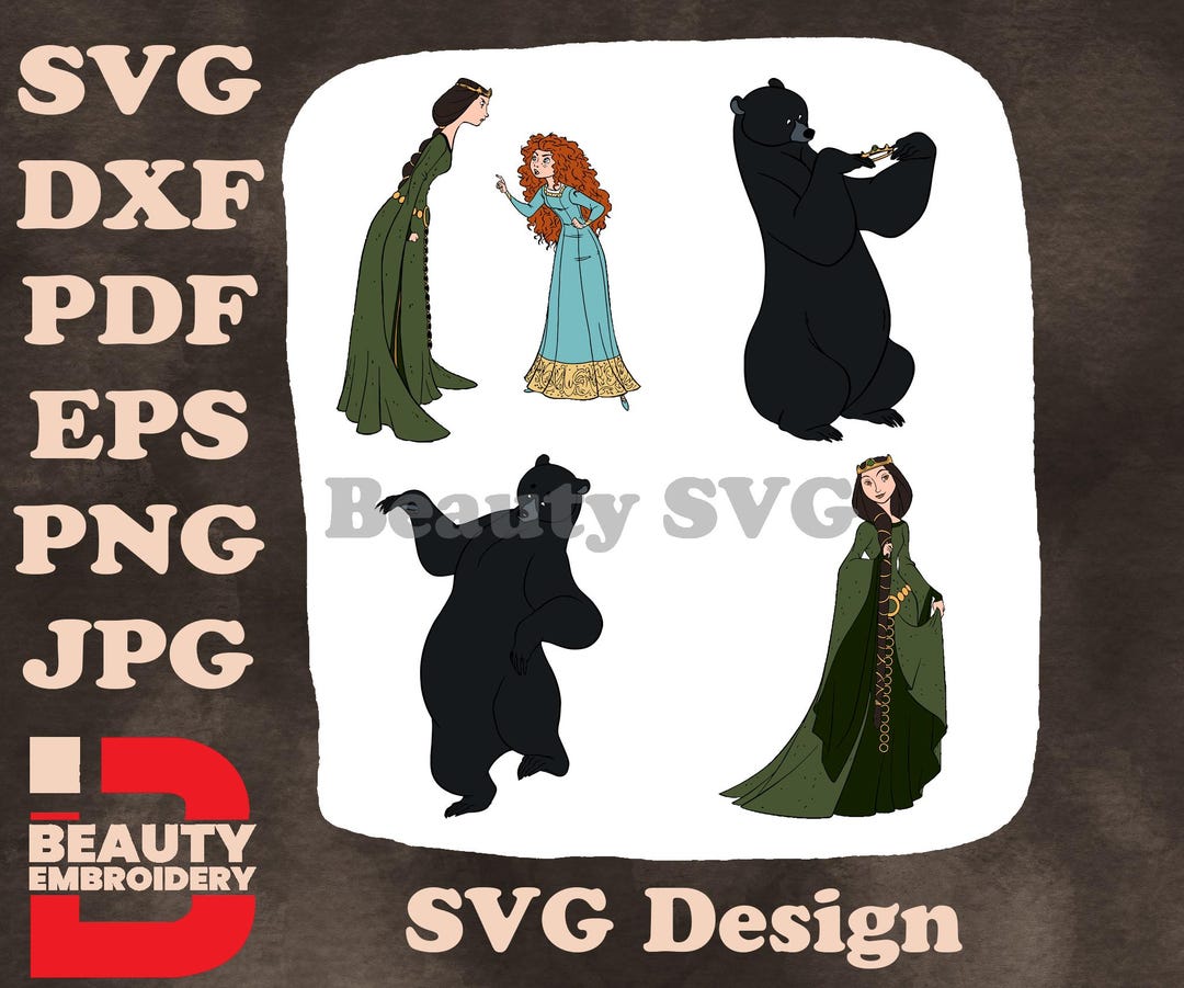 Disney Brave Queen Elinor Bear Form Human Form With Merida ...