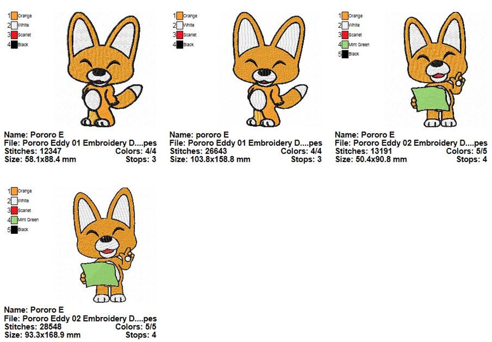 Package 8 Pororo Embroidery Designs | Etsy