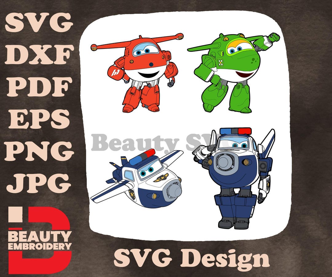 Super Wings Planes Jett Red Mira Green Paul Police Plane Bello Zebra ...