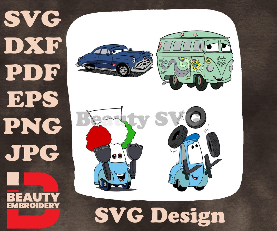 Disney Pixar Cars Doc Hudson Fillmore Vw Bus Guido Luigi Radiator ...