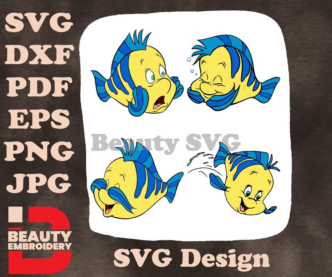 Disney Little Mermaid Flounder Fish Surprised Swimming Fast Underwater ...