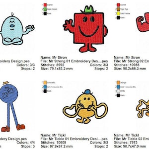 Package 30 Mr Men Embroidery Designs - Etsy