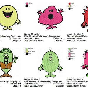 Package 30 Mr Men Embroidery Designs - Etsy