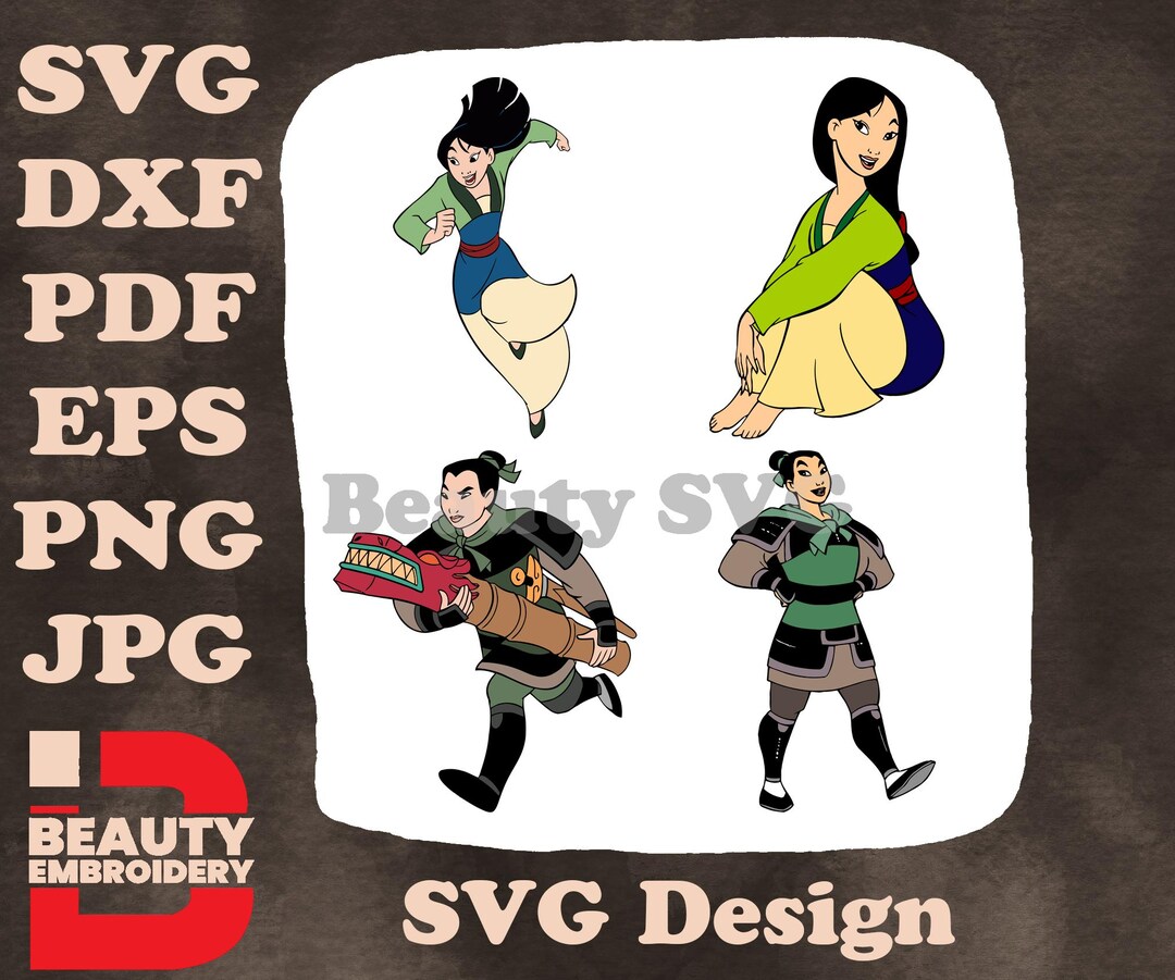 Mulan as Ping Li Shang Warrior Mulan in Armor and With Sword Poses SVG ...