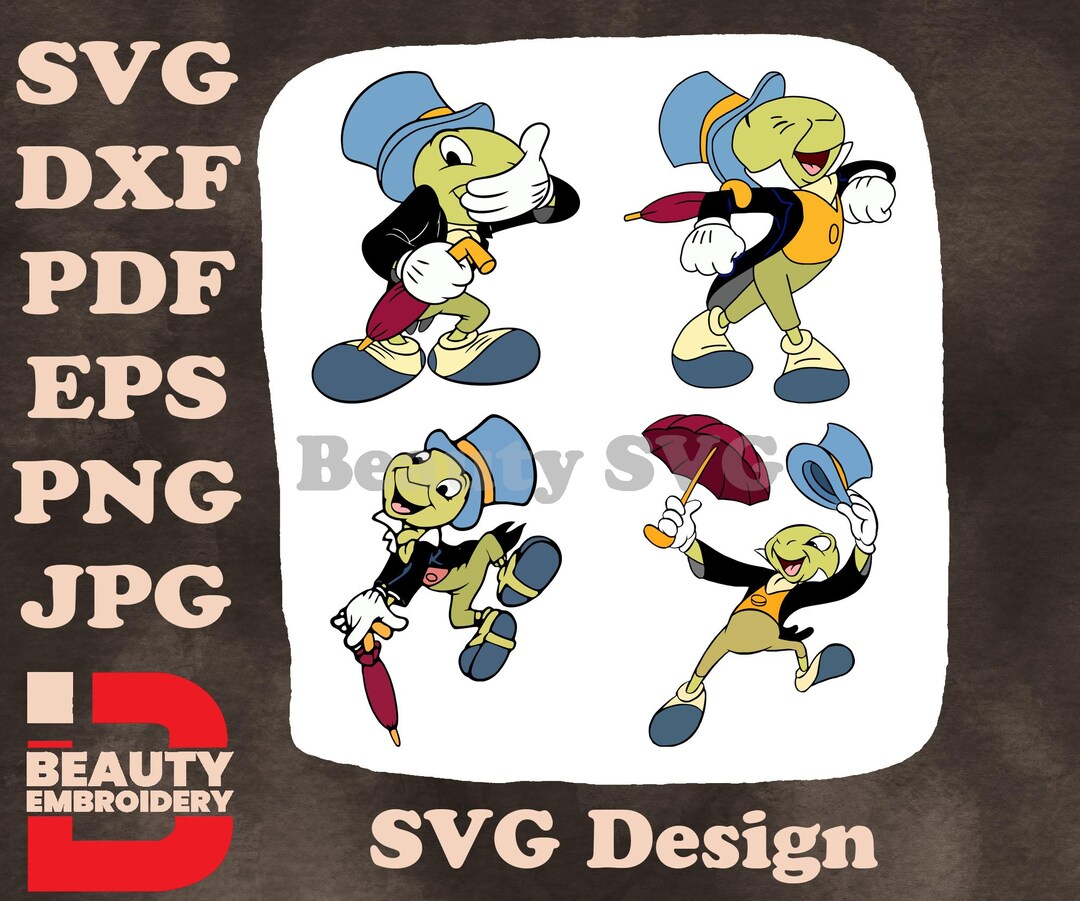 Disney Pinocchio Jiminy Cricket Floating With Umbrella Happy Thoughtful ...