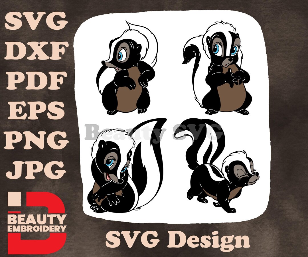 Bambi Flower the Shy Skunk Various Cute Expressions and Standing Poses ...