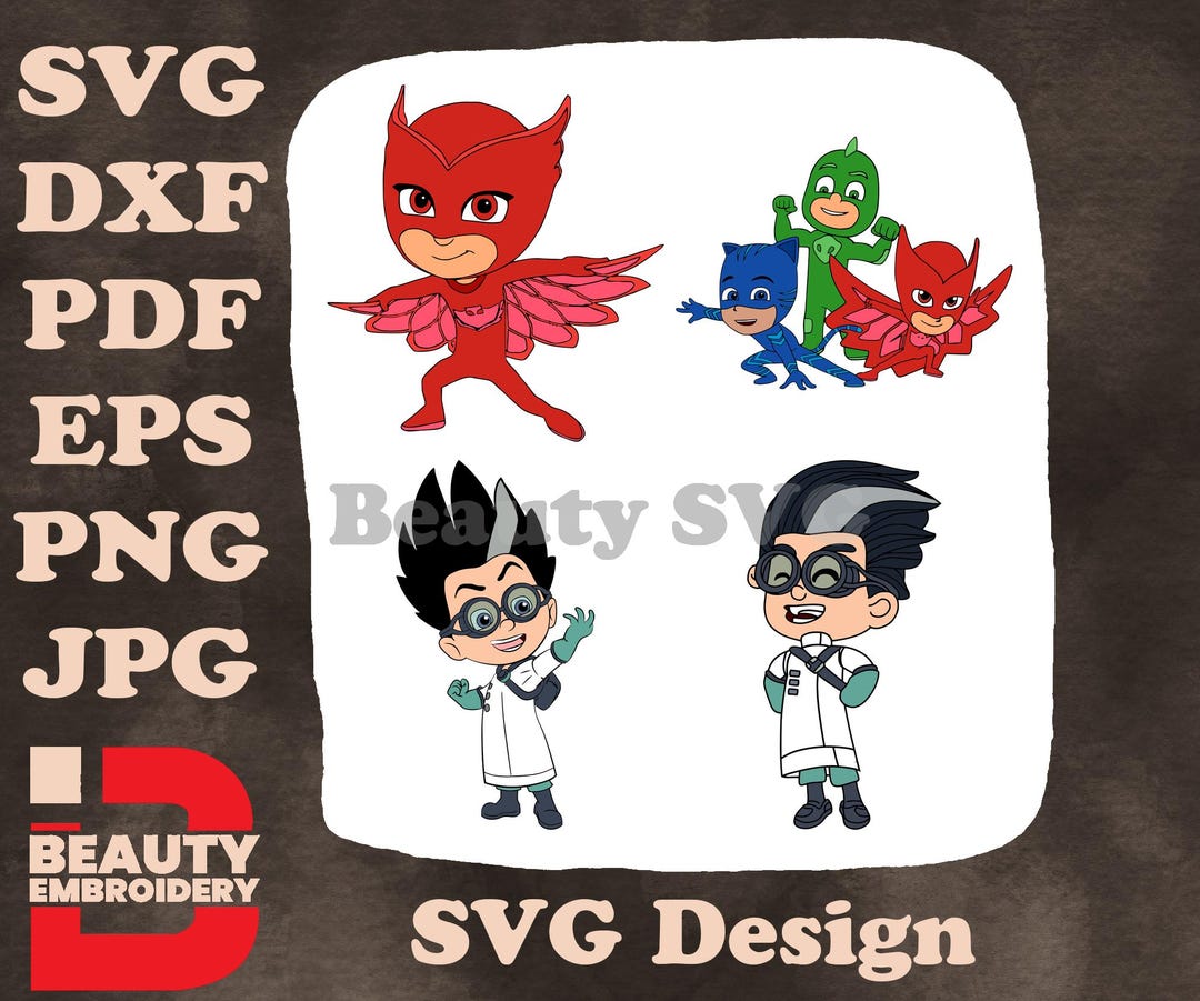 Pj Masks Owlette Catboy Gekko Romeo Mad Scientist Villain Heroes Group ...