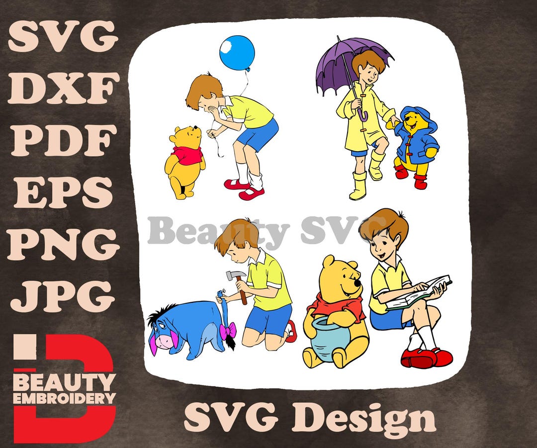 Winnie the Pooh - Christopher Robin With Pooh Balloon Eeyore Umbrella ...